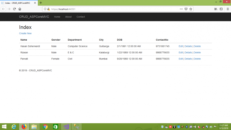Crud Application In Aspnet Core Mvc 21 With Source Code Sourcecodester
